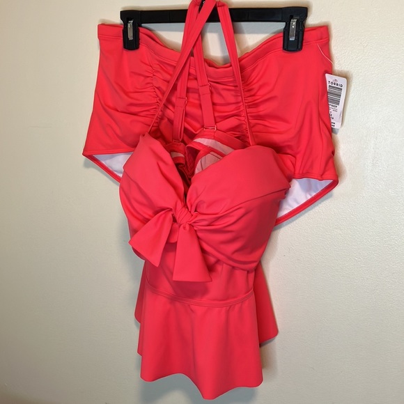 torrid | Swim | Torrid High Rise Rouged Underwire Tie Front Peplum ...